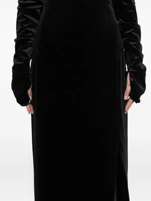 SAIID KOBEISY Velvet Fitted Long Dress