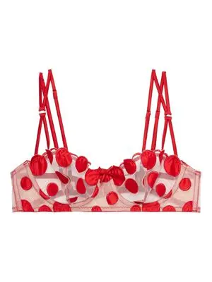 Fleur Du Mal Polka-dot Balconette Bra - Red