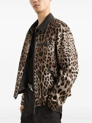 Dolce & Gabbana Leopard-print Bomber Jacket - Brown