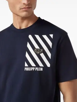 Philipp Plein Stripe-print T-shirt - Blue