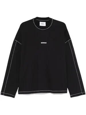 BONSAI Logo-print Long-sleeve T-shirt - Black