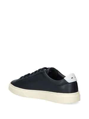 BOSS Lace-up Trainers In Polished Leather With Logo Details - Blue