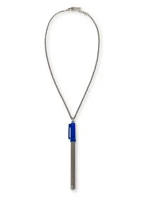 Moschino Pen Pendant Chain Necklace - Blue