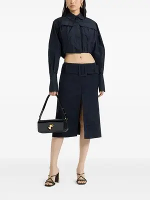 PATOU Cropped Faille Safari Shirt - Blue
