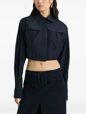 PATOU Cropped Faille Safari Shirt - Blue