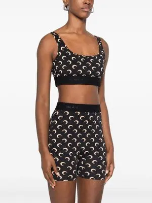 MARINE SERRE Moon Jersey Sport Bra - Black