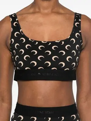 MARINE SERRE Moon Jersey Sport Bra - Black