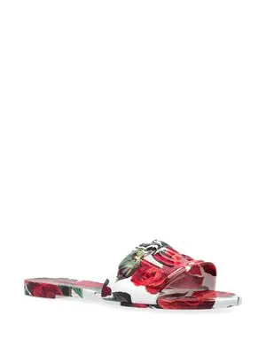 Dolce & Gabbana Floral-print Slides - Pink