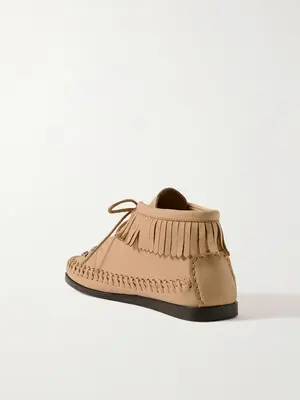 Isabel Marant Felsa Fringed Embellished Suede Ankle Boots - Neutrals