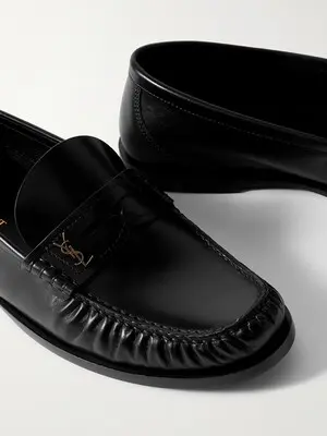 Saint Laurent Glossed-leather Loafers - Black