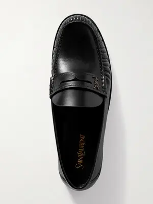 Saint Laurent Glossed-leather Loafers - Black