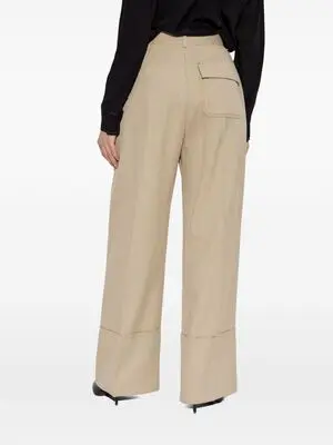 Victoria Beckham Maxi Turn-up Trousers - Neutrals