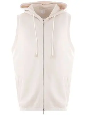 Eleventy Sleeveless Hoodie - Neutrals