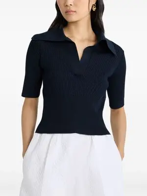 PATOU Knitted Polo Top - Blue