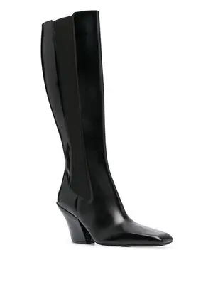 Prada Block-heel Leather Boots - Black