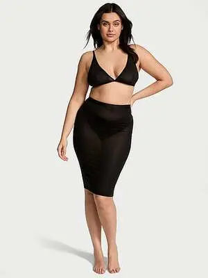 Victoria's Secret Very Sexy Sheer Knit Triangle Bralette & Tube Skirt Set - Black