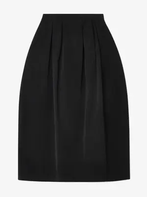 HOUSE OF DAGMAR Curved Pleated Ankle-length Skirt - Black