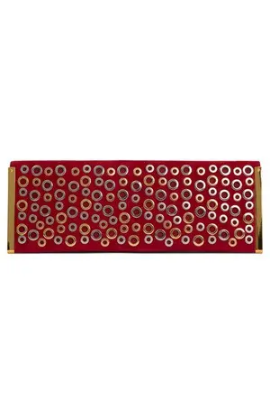 Jeffrey Campbell Suede Clutch - Red Suede Silver Gold