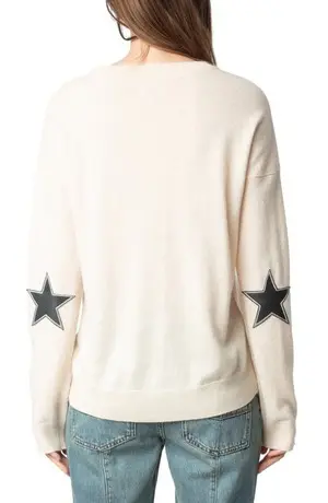 Zadig&Voltaire Cici Star Patch Cashmere Sweater - Ecru