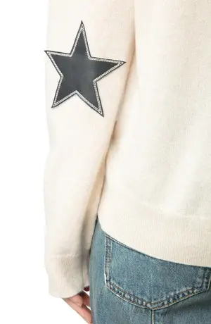 Zadig&Voltaire Cici Star Patch Cashmere Sweater - Ecru