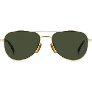 DB EYEWEAR BY DAVID BECKHAM 56mm Pilot Sunglasses - Gold Havana/ Green