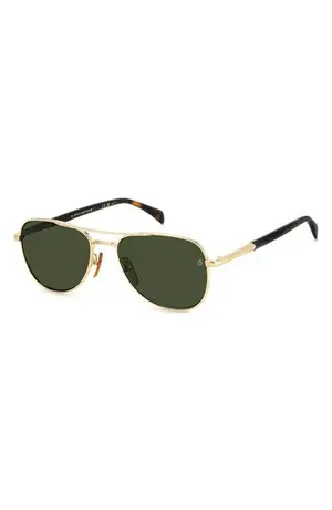 DB EYEWEAR BY DAVID BECKHAM 56mm Pilot Sunglasses - Gold Havana/ Green