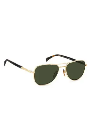 DB EYEWEAR BY DAVID BECKHAM 56mm Pilot Sunglasses - Gold Havana/ Green
