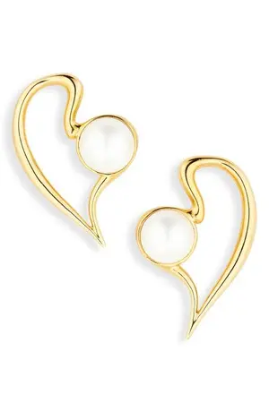 Oscar De La Renta Heart Shaped Earrings - Pearl