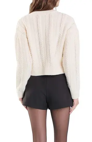Endless Rose Cable Stitch Cardigan - Cream