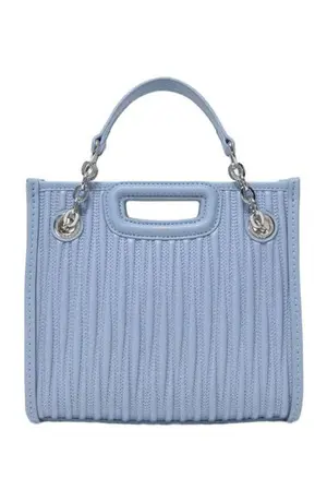 Maje Mini Quilted Leather Tote Bag - Blue Sky