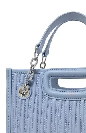 Maje Mini Quilted Leather Tote Bag - Blue Sky