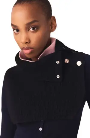 Maje Button-up Wool Mix Collar Wrap