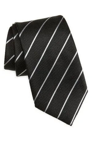 TOM FORD Stripe Jacquard Mulberry Silk Neck Tie - Black