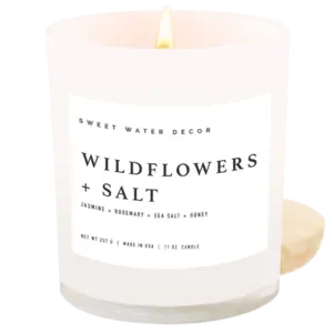 SWEET WATER DECOR 11oz White Jar Candlespa Scents - Wildflowers And Salt