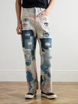Kapital Slim-fit Patchwork Embroidered Tie-dyed Jeans