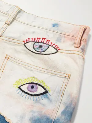 Kapital Slim-fit Patchwork Embroidered Tie-dyed Jeans