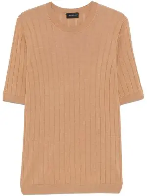 Tagliatore Ribbed-knit T-shirt - Brown