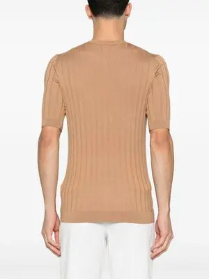 Tagliatore Ribbed-knit T-shirt - Brown