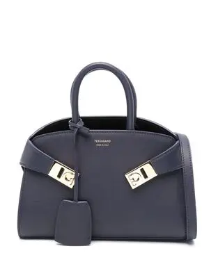 FERRAGAMO Extra-small Hug Leather Tote Bag - Blue