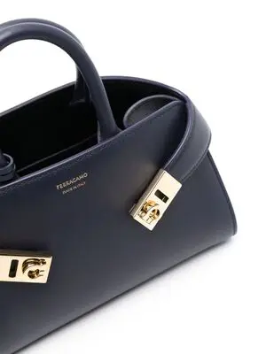 FERRAGAMO Extra-small Hug Leather Tote Bag - Blue