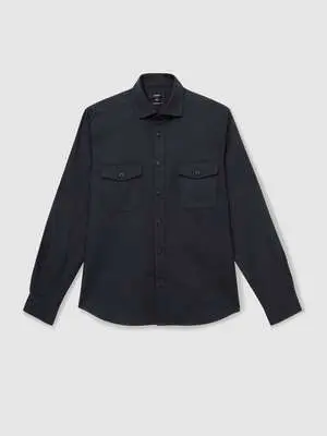 REISS Whisper Stretch-cotton Twill Twin-pocket Overshirt
