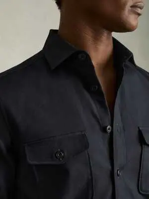 REISS Whisper Stretch-cotton Twill Twin-pocket Overshirt
