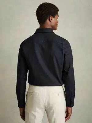 REISS Whisper Stretch-cotton Twill Twin-pocket Overshirt