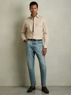 REISS Whisper Stretch-cotton Twill Twin-pocket Overshirt