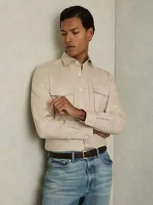 REISS Whisper Stretch-cotton Twill Twin-pocket Overshirt