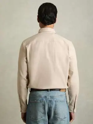 REISS Whisper Stretch-cotton Twill Twin-pocket Overshirt