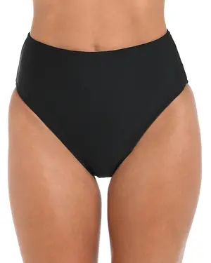 L'Agence Vanessa High Waisted Bikini Bottom - Black