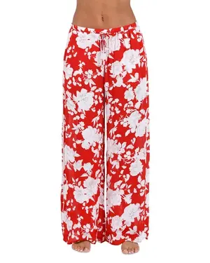 L'Agence Geraldine Ikebana Floral Wide Leg Pants Swim Cover-up