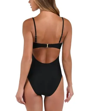 L'Agence Emilia Solid Bandeau V Wire One-piece Swimsuit - Black