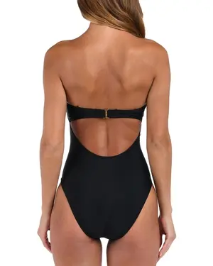 L'Agence Emilia Solid Bandeau V Wire One-piece Swimsuit - Black